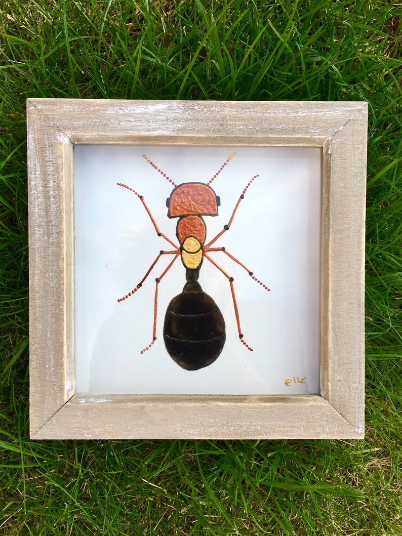 Red and Silver Bug Original Ceramic Tile Painting - Etsy