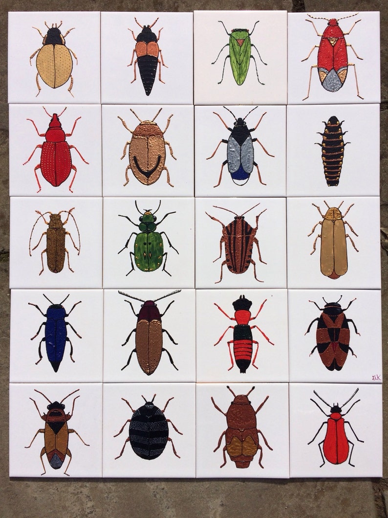 Glow Worm Beetle Original Ceramic Tile Painting Splashback - Etsy