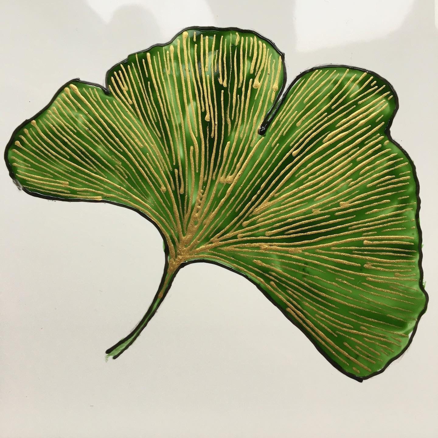 Ceramic Tile Painting Original Ginko Leaf Design Splashback - Etsy