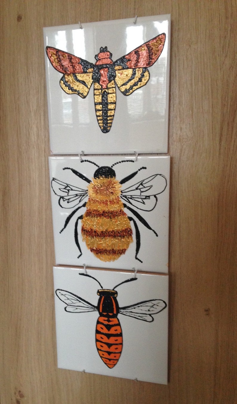 Striped Shield Bug, Original Ceramic Tile Painting, Splashback, Wall ...