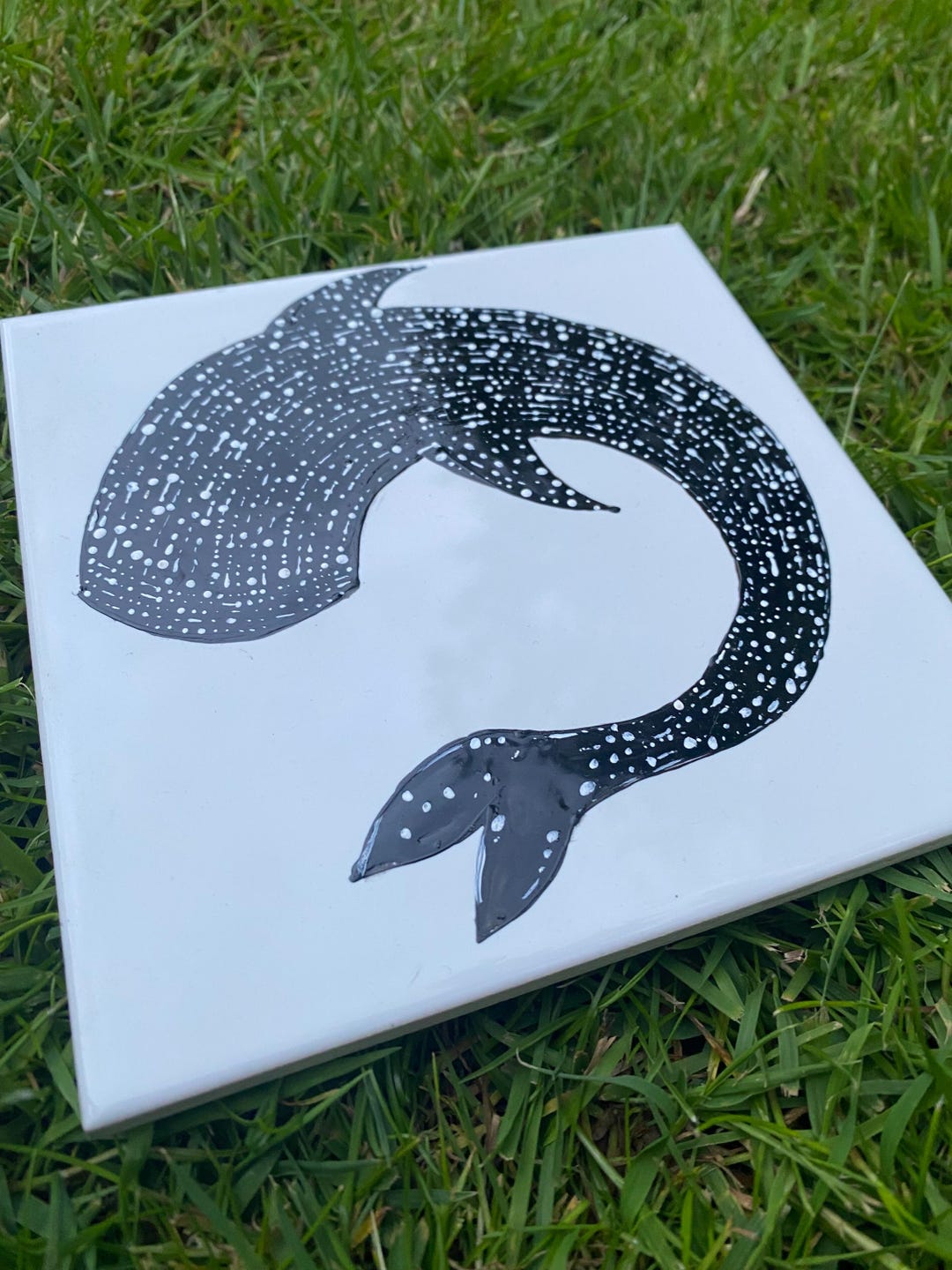 Whale Shark Original Ceramic Tile Painting, Splashback, Wall Art ...