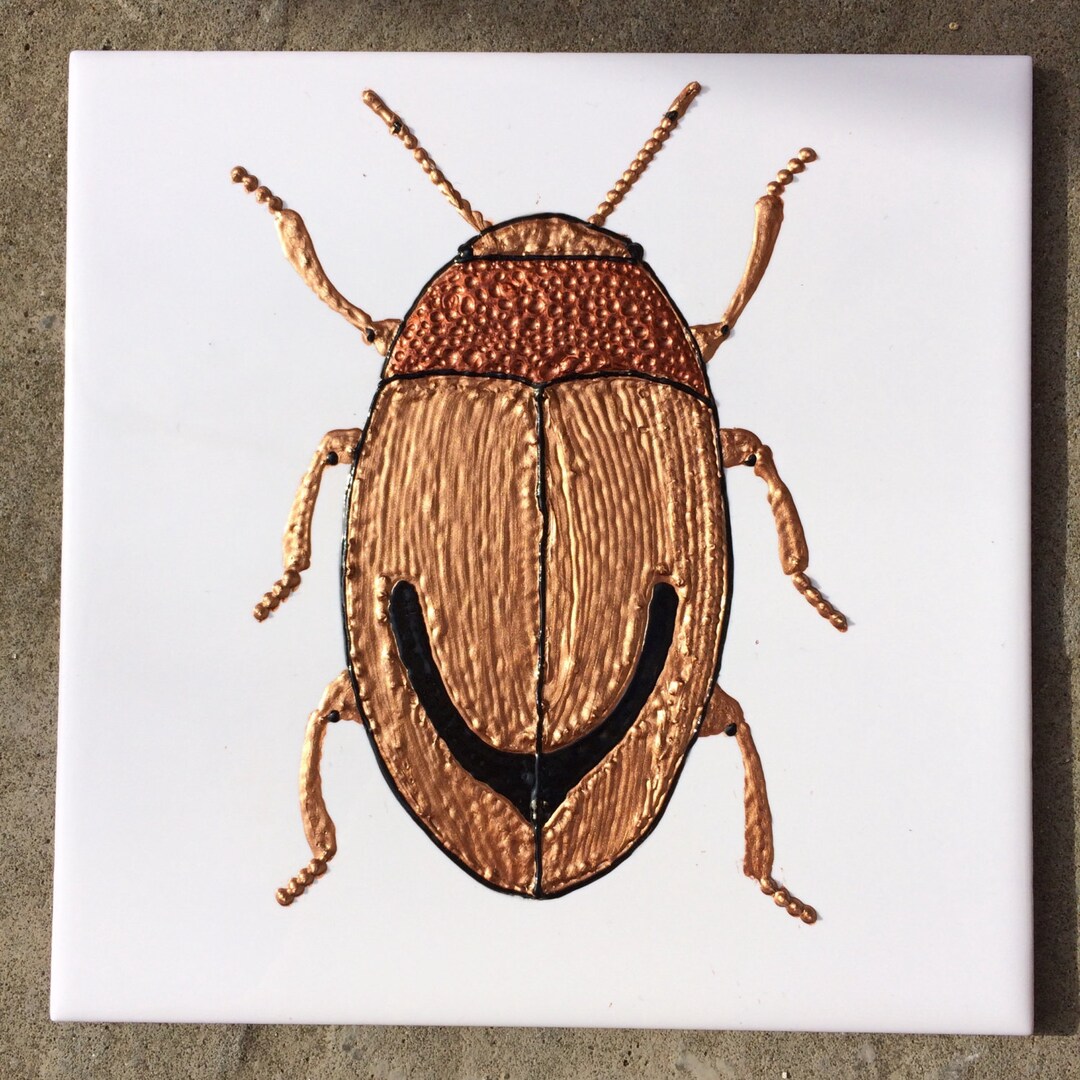 Gold Ladybird Original Ceramic Tile Painting, Splashback, Wall Art ...