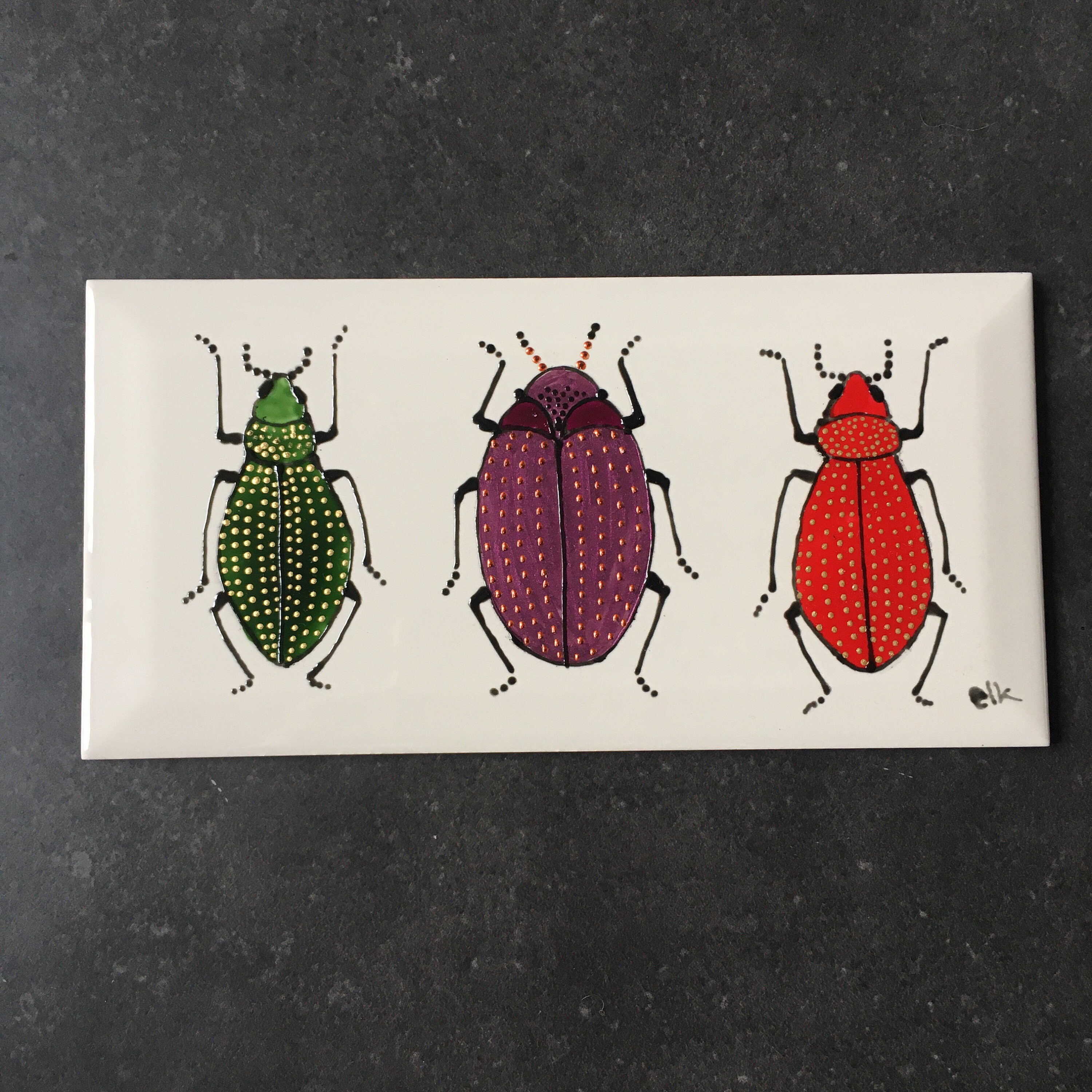 Triple Insect Original Ceramic Tile Painting Splashback | Etsy UK