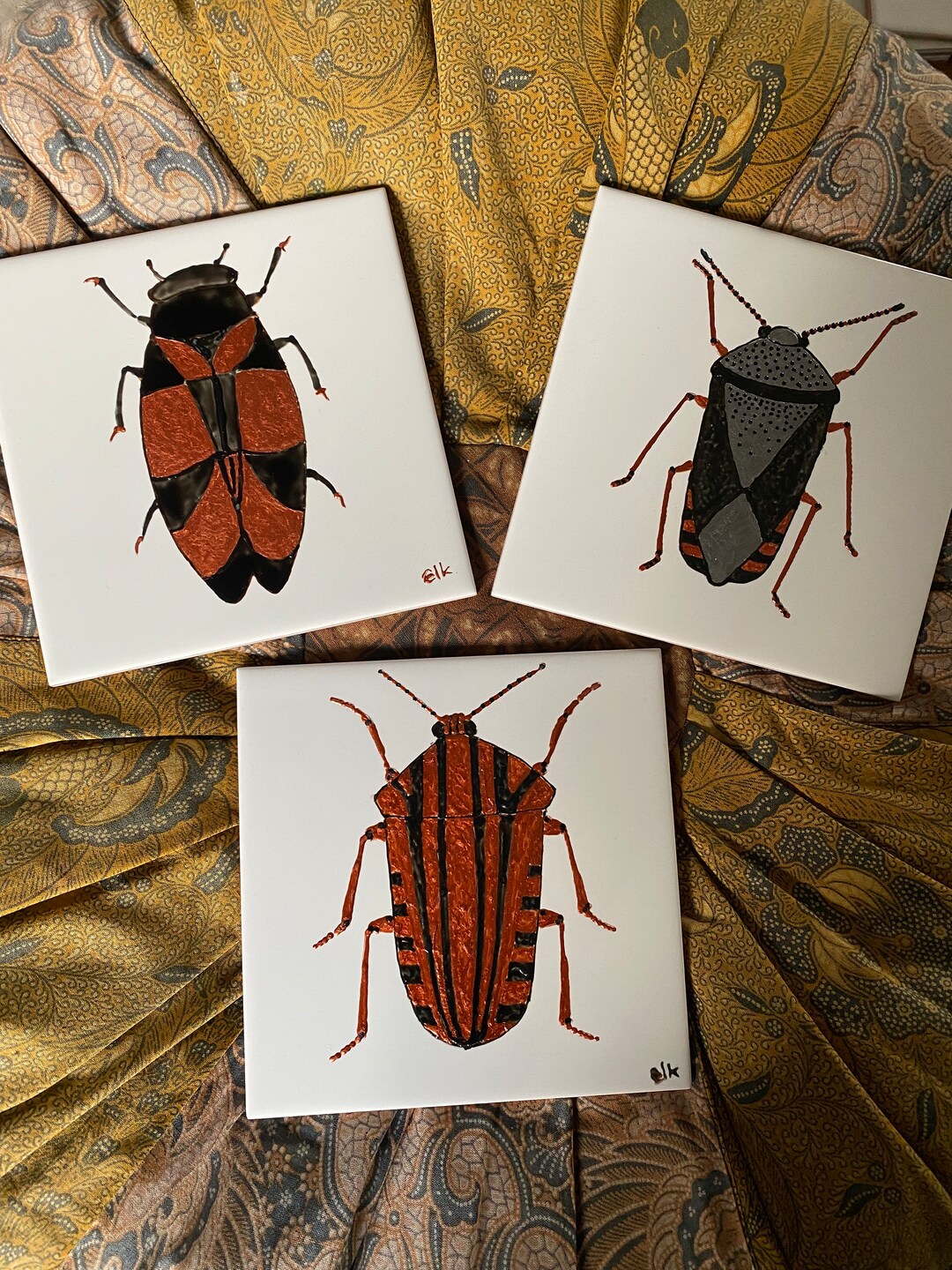 The Bug Collection Original Ceramic Tile Painting, Splashback, Wall Art ...