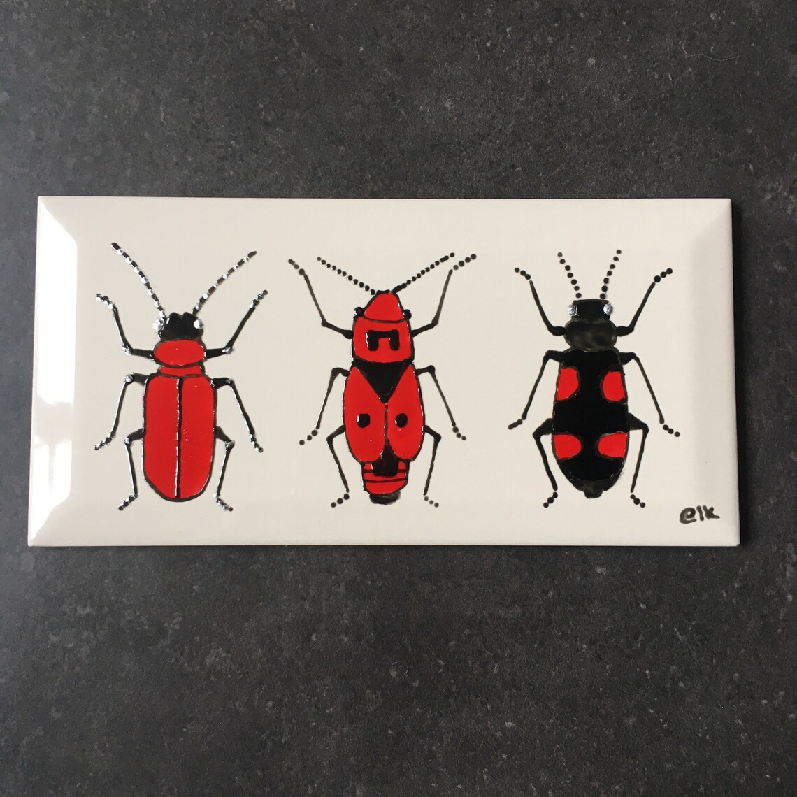 Triple Insect Original Ceramic Tile Painting Splashback | Etsy UK
