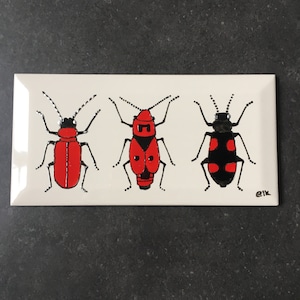 Triple Insect, Original Ceramic Tile Painting, Splashback, Wall Art ...