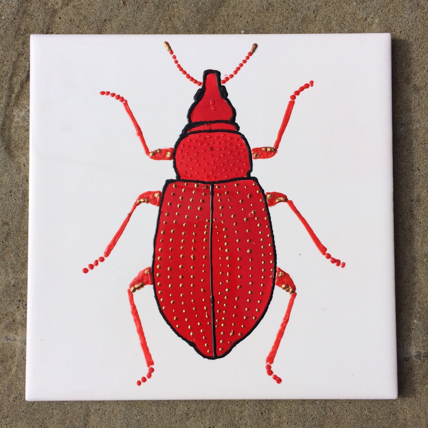 Green Weevil original ceramic tile painting splashback wall | Etsy