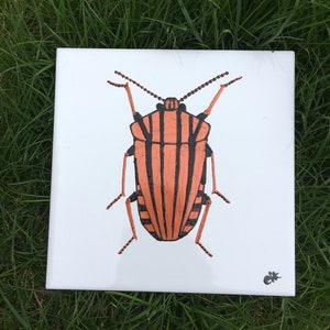 Striped Shield Bug, Original Ceramic Tile Painting, Splashback, Wall ...