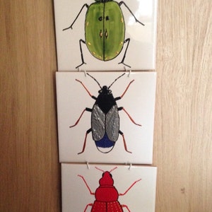 Gold Glow Worm Beetle Original Ceramic Tile Painting, Splashback, Wall ...