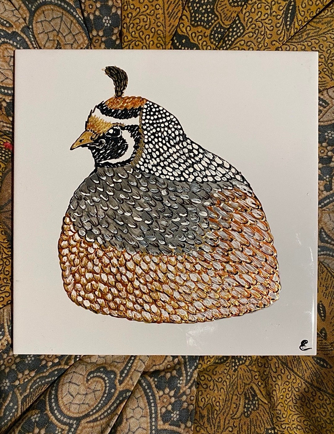 Partridge Original Ceramic Tile Painting, Splashback, Wall Art, Coaster ...