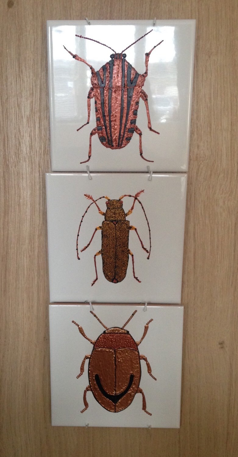 Striped Shield Bug, Original Ceramic Tile Painting, Splashback, Wall ...