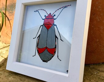 Red and Silver Bug Original Ceramic Tile Painting | Etsy