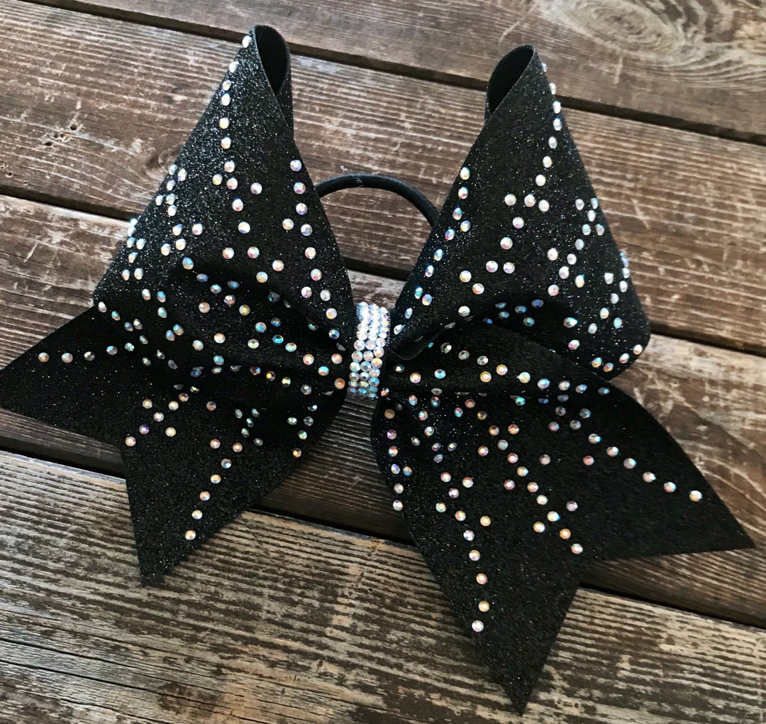 Black Rhinestone Cheer Bow - Etsy