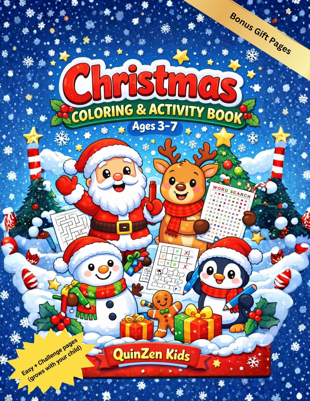 Christmas Coloring & Activity Book Kids Ages 3–7 | Printable PDF ...