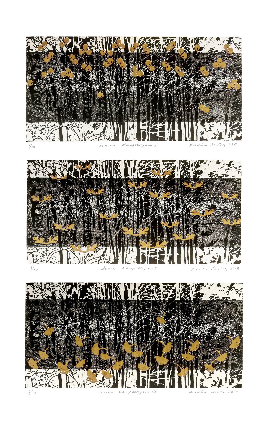 Composition of Time I-II-III, Printmaking - Etching, Linocut - Original ...