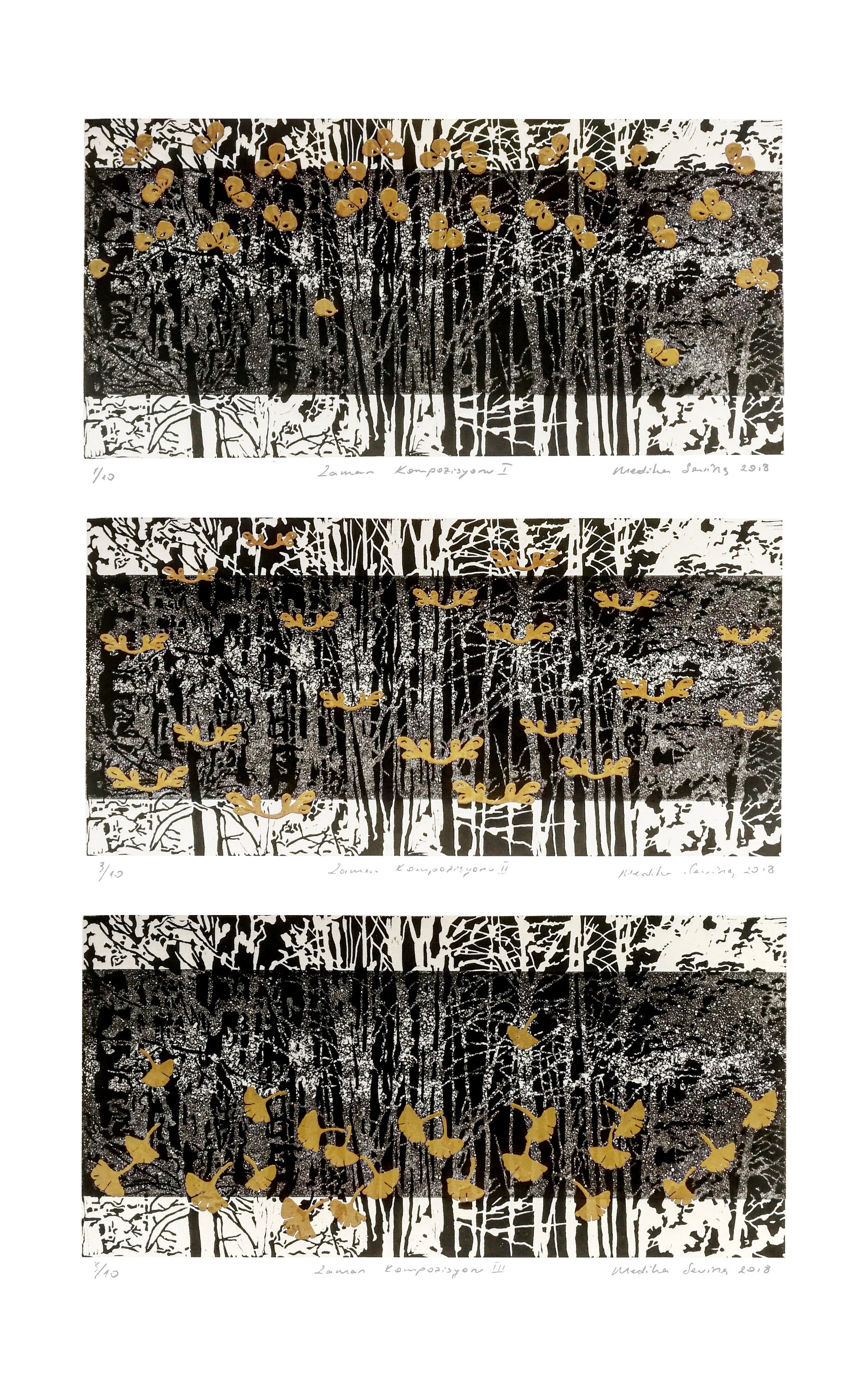 Composition of Time I-II-III, Printmaking - Etching, Linocut - Original ...