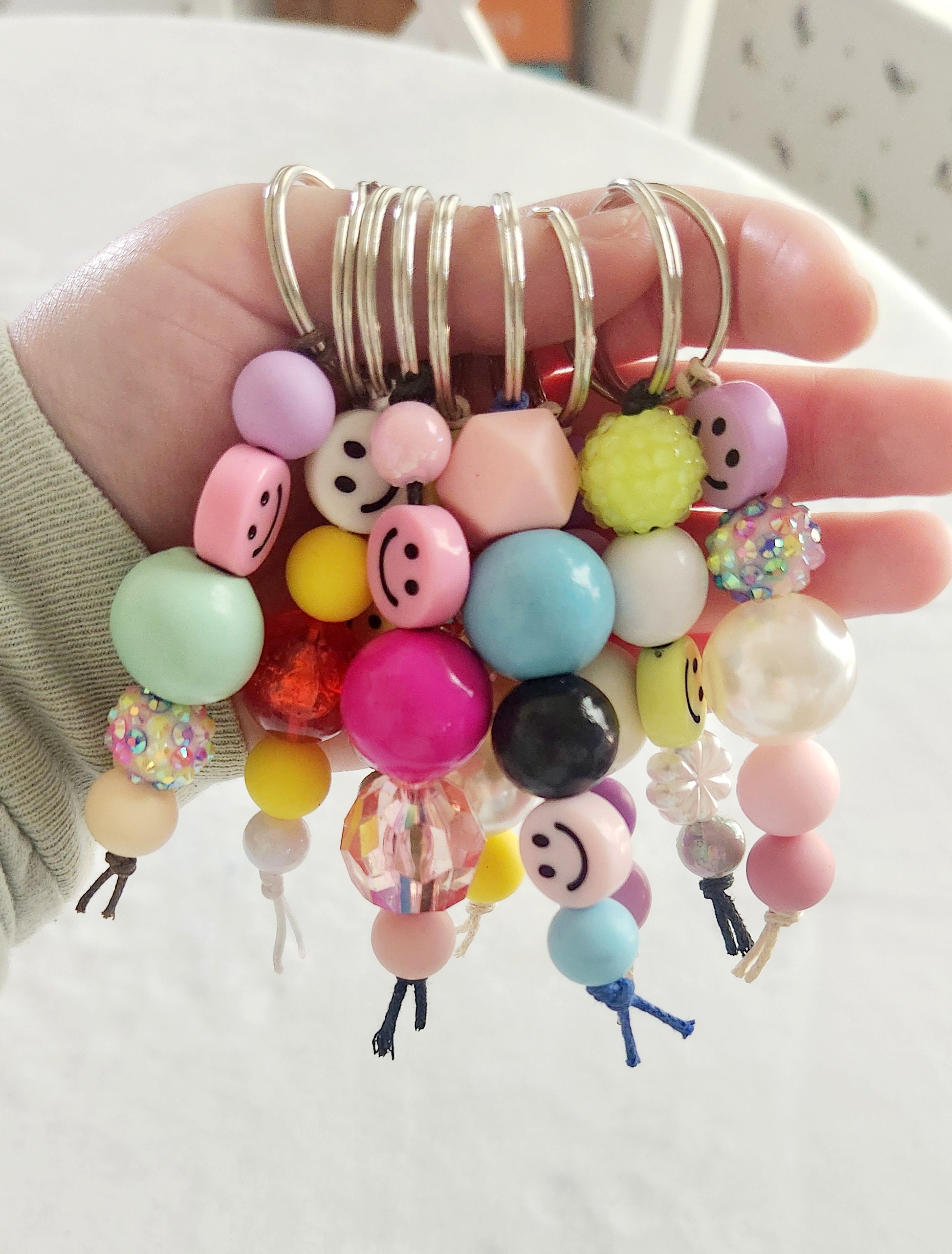 Handmade Beaded Smiley Face Keychain With Tassel - Etsy