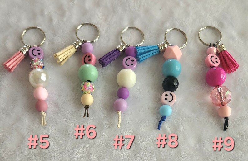 Handmade Beaded Smiley Face Keychain With Tassel - Etsy