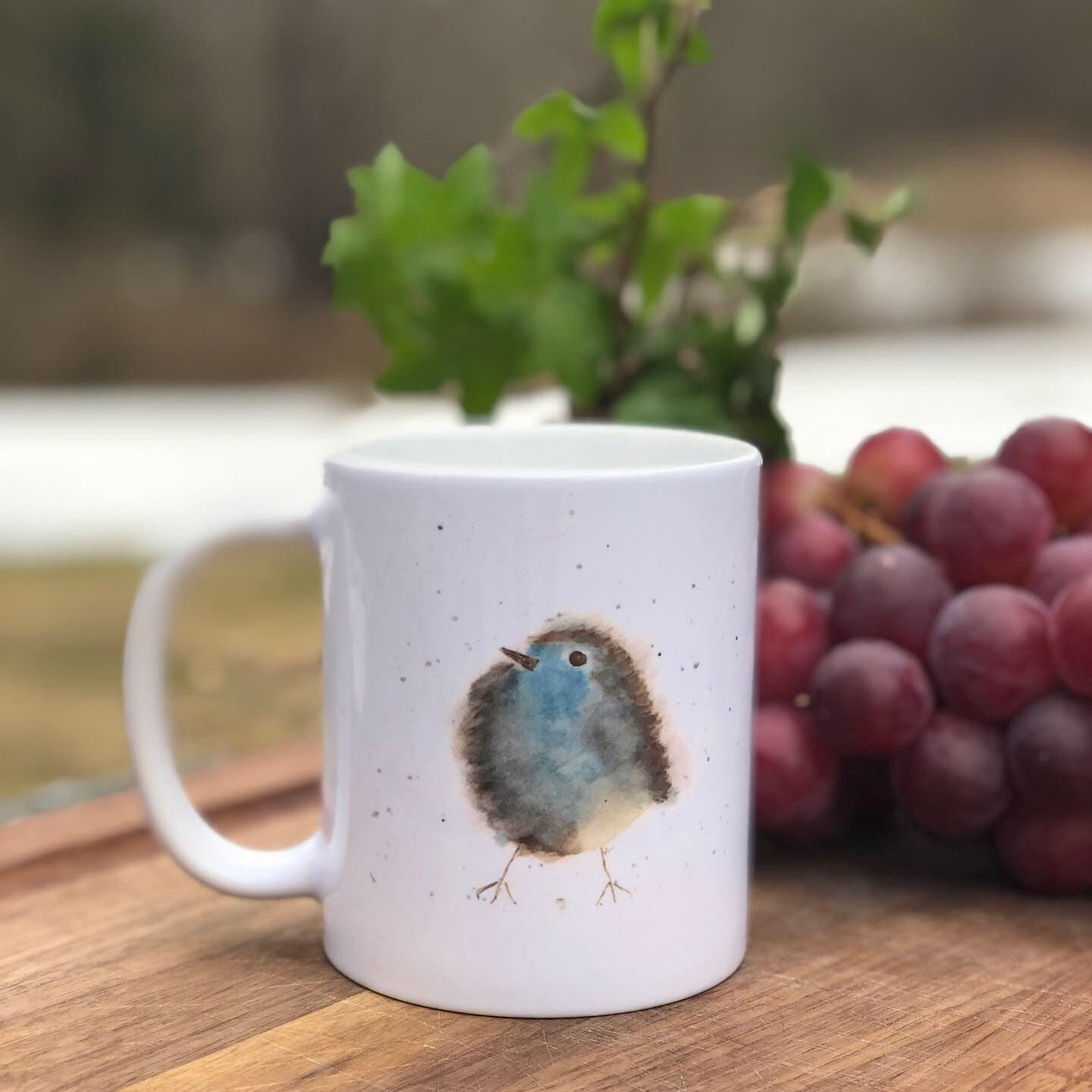 Blue Bird Mug Whimsical Blue Bird Watercolor - Etsy