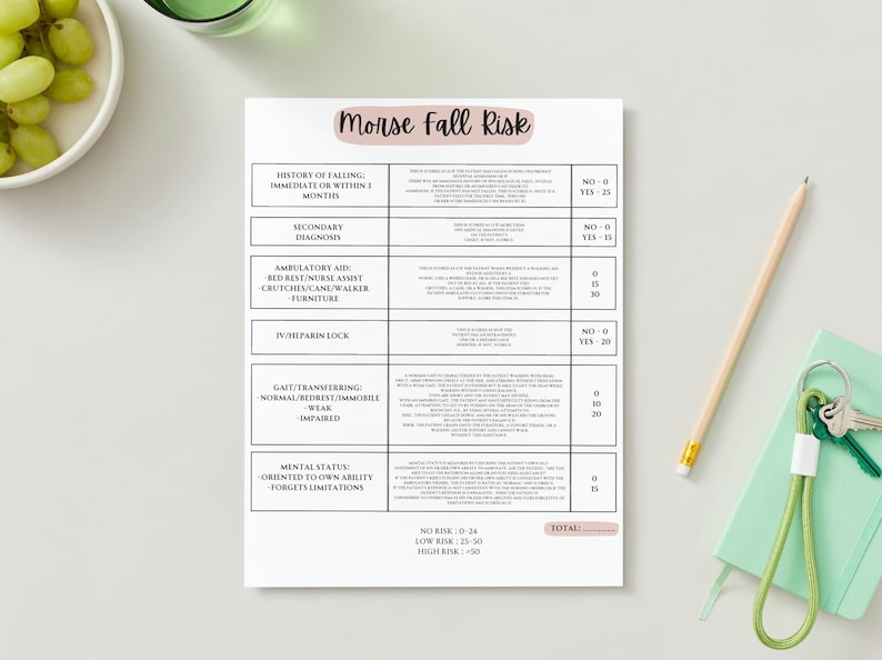 Nursing Braden Scale and Morse Fall Risk Document - Etsy
