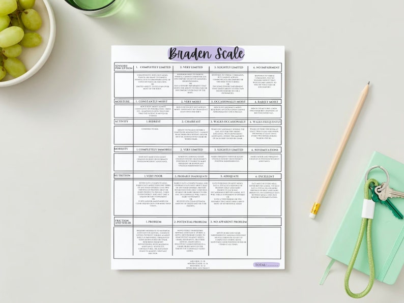 Nursing Braden Scale and Morse Fall Risk Document - Etsy