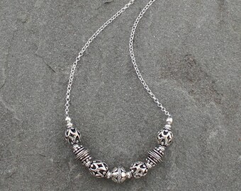 Sterling Silver Beaded Bali Necklace Bali Jewelry Bali | Etsy