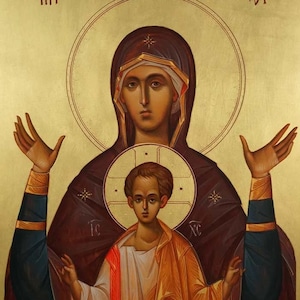 Our Lady of the Sign Hand-painted Icon Byzantine Orthodox Icon of ...