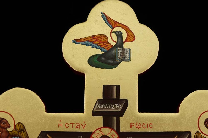 Hand-painted Wall Crucifix Tetramorph Hand-painted Byzantine Orthodox ...