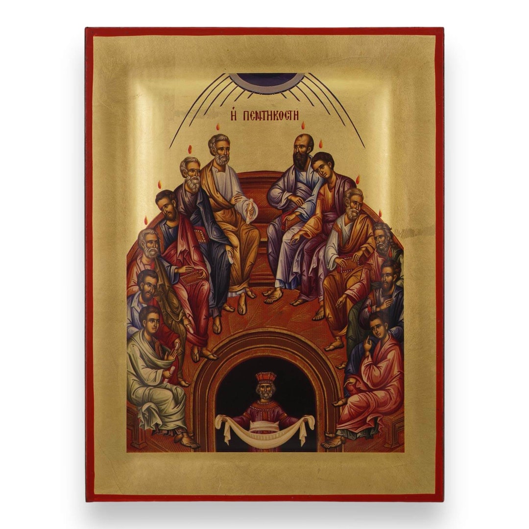 Pentecost Icon - Raised Border Christian Byzantine Art | Handmade on ...