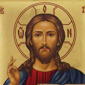 Christ the Teacher Icon Raised Border Christian Orthodox Icon Handmade on Solid Natural Wood ...