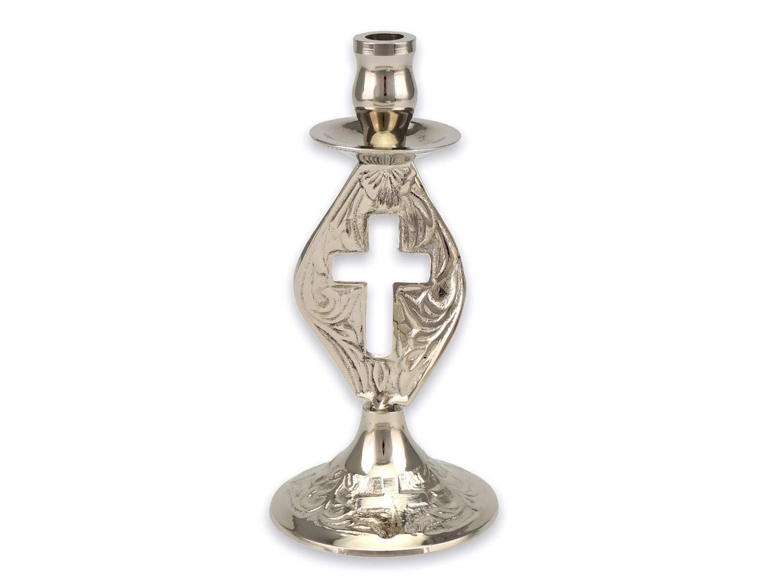 Cross Design Brass Candle Holder Silver Christian - Etsy