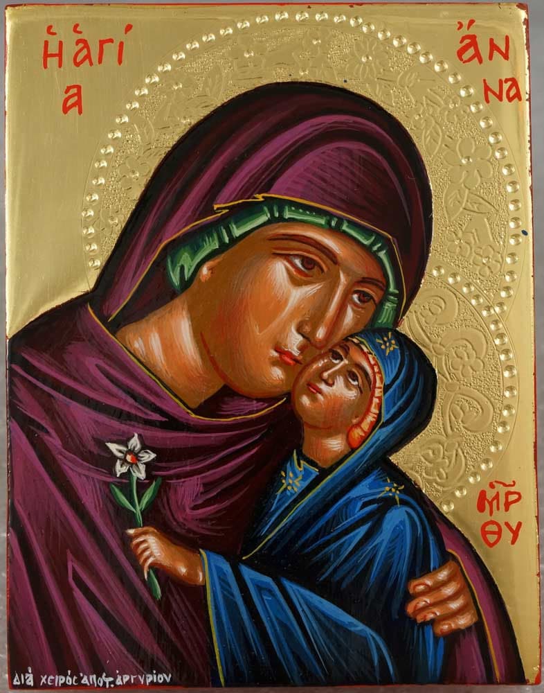St Anna Icon Saint Anne and Theotokos Hand-painted Orthodox | Etsy