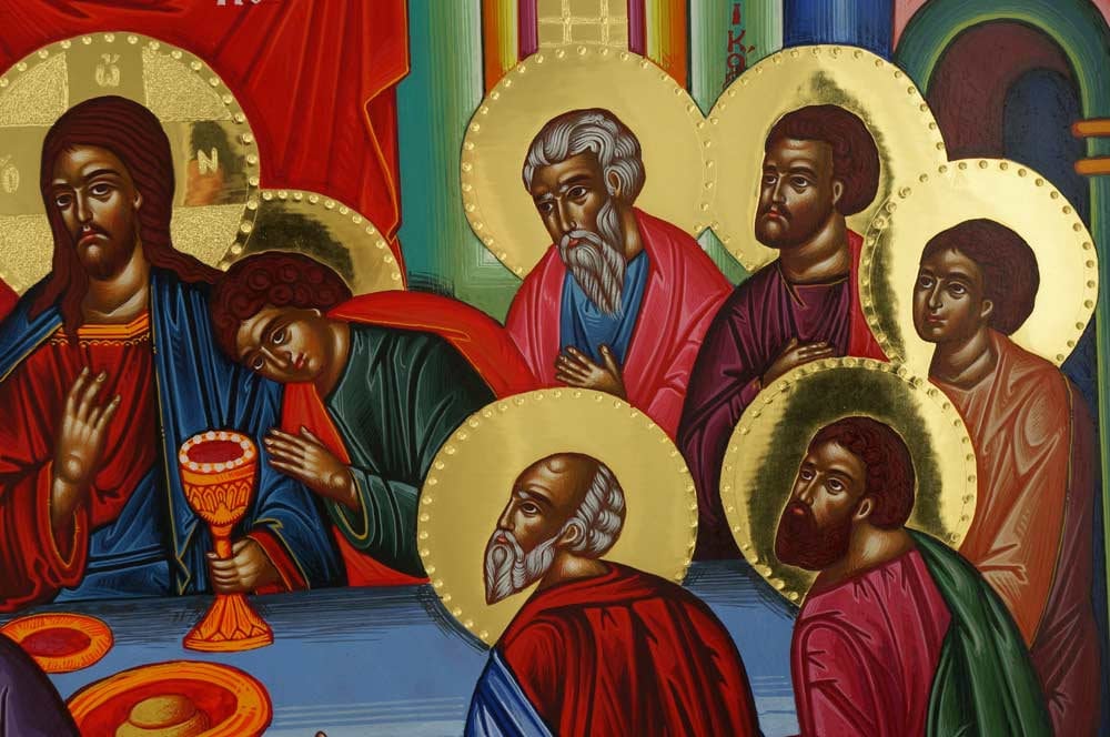 Hand-painted Last Supper Icon: Greek Orthodox Byzantine Art, 24K Gold ...