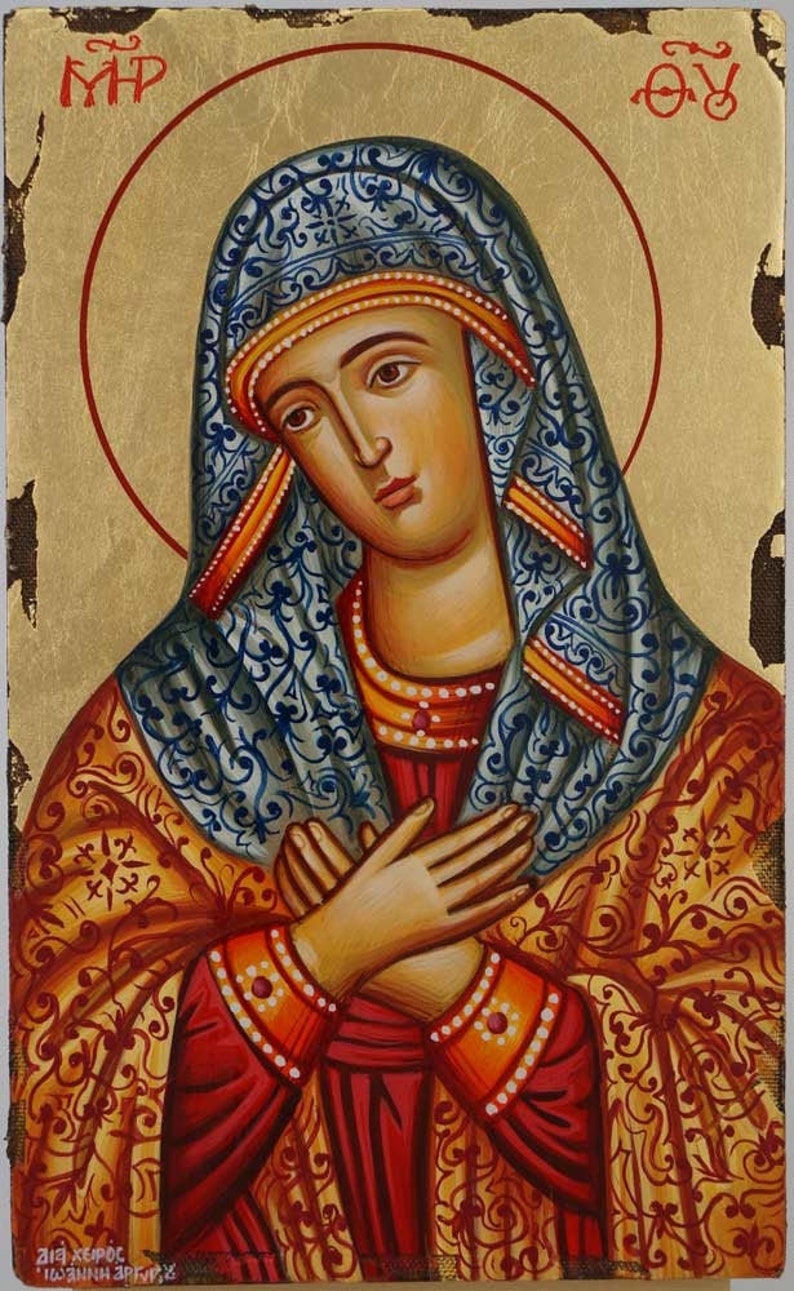 Virgin Mary Extreme Humility Icon Hand-painted Greek Orthodox - Etsy