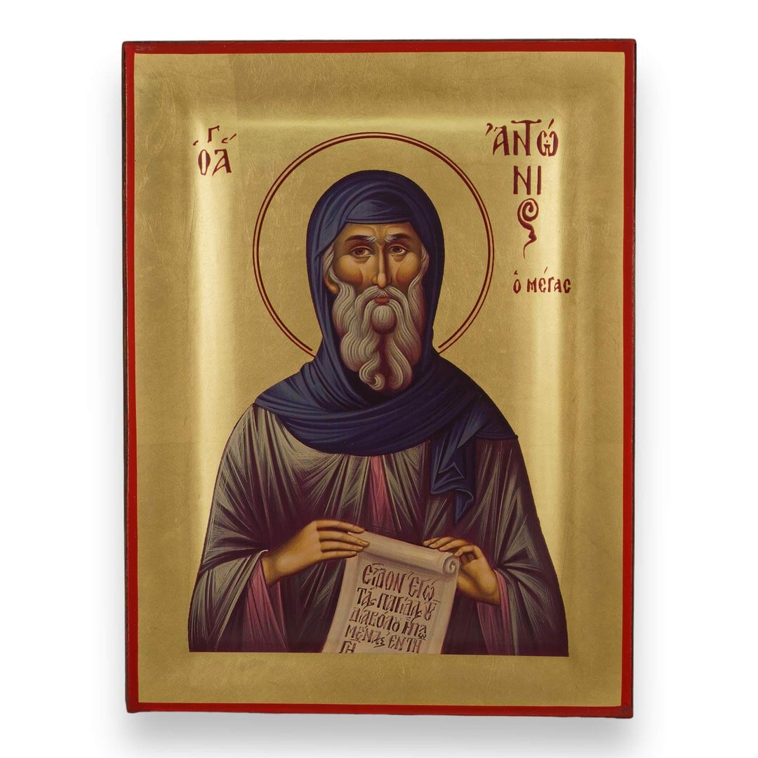 St Anthony the Great Icon Raised Border Greek Orthodox Icon - Etsy