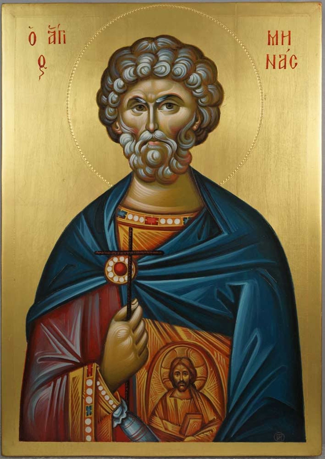 Saint Menas Icon (engraved Halo) Icon Hand-painted Orthodox Christian ...