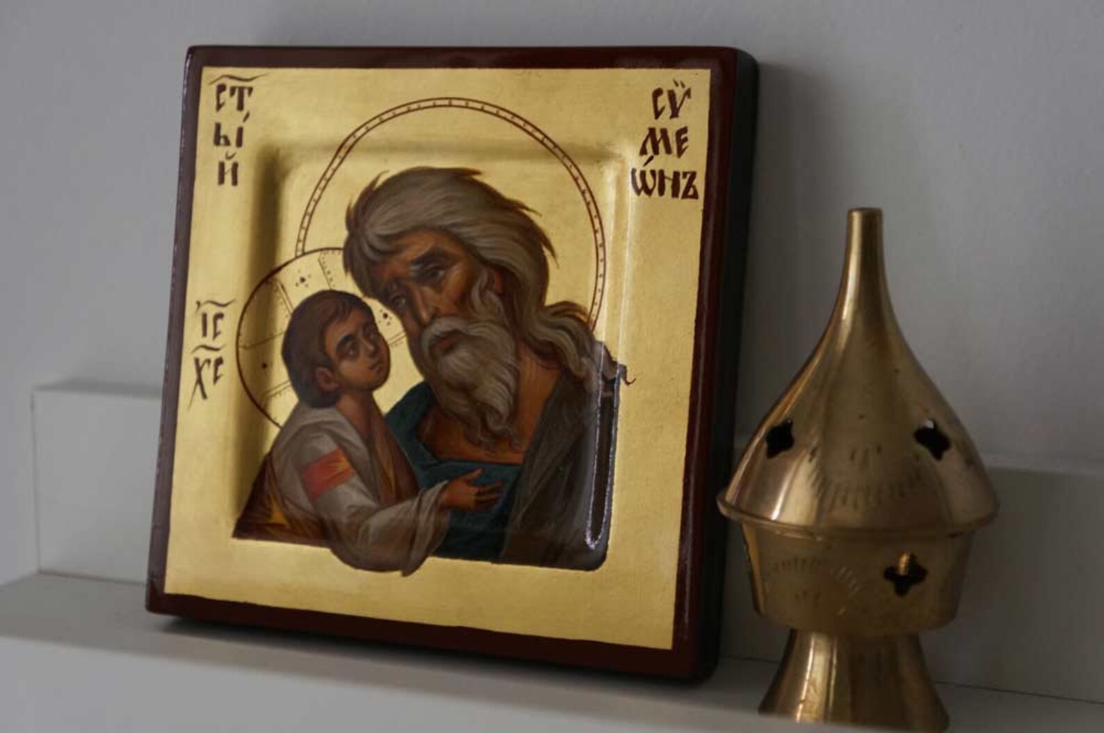 Righteous St Simeon the God-receiver Hand-painted Icon Byzantine ...