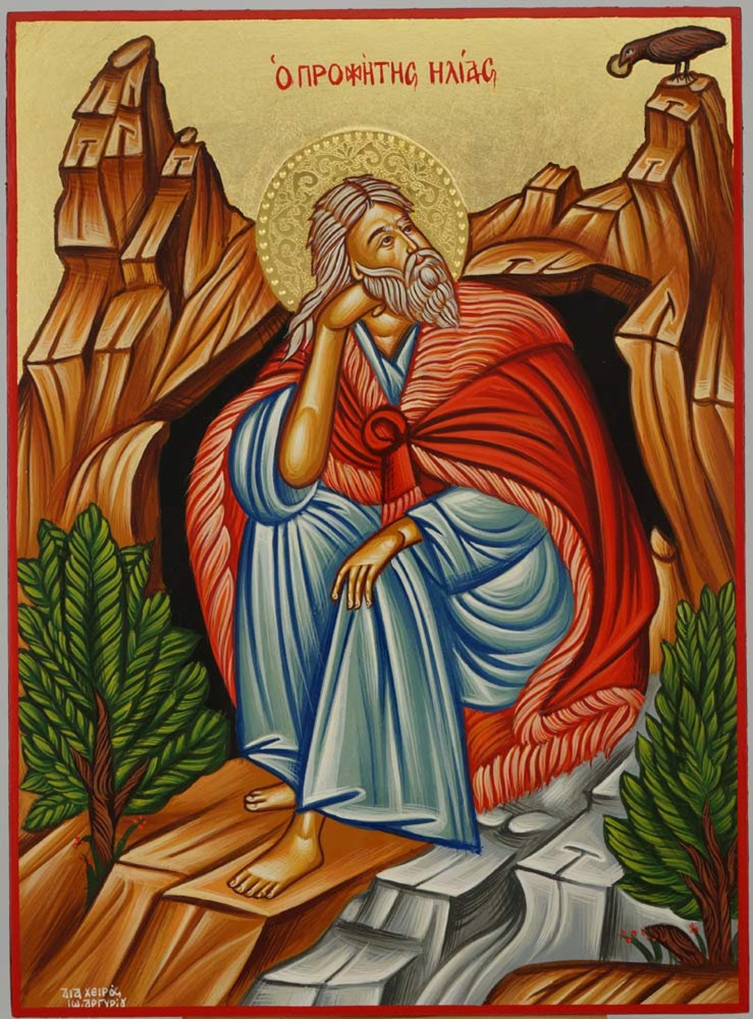Prophet Elijah Icon Hand-painted Greek Orthodox Original Christian Art ...