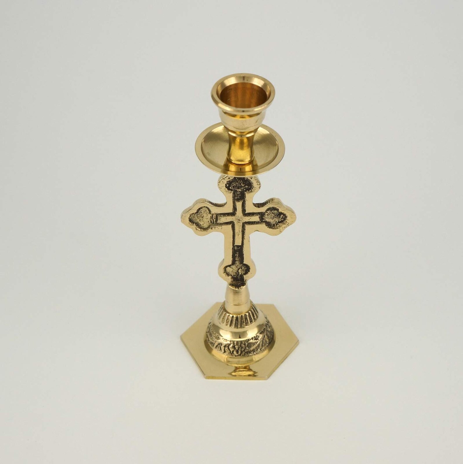 Cross Design Brass Candlestick Orthodox Candle Holder | Etsy