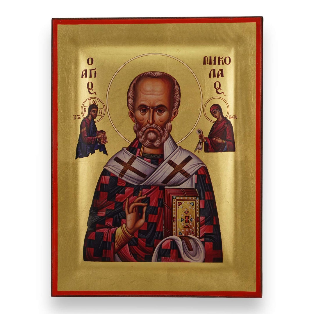 Nicholas of Myra Icon - Raised Border Christian Orthodox Icon ...