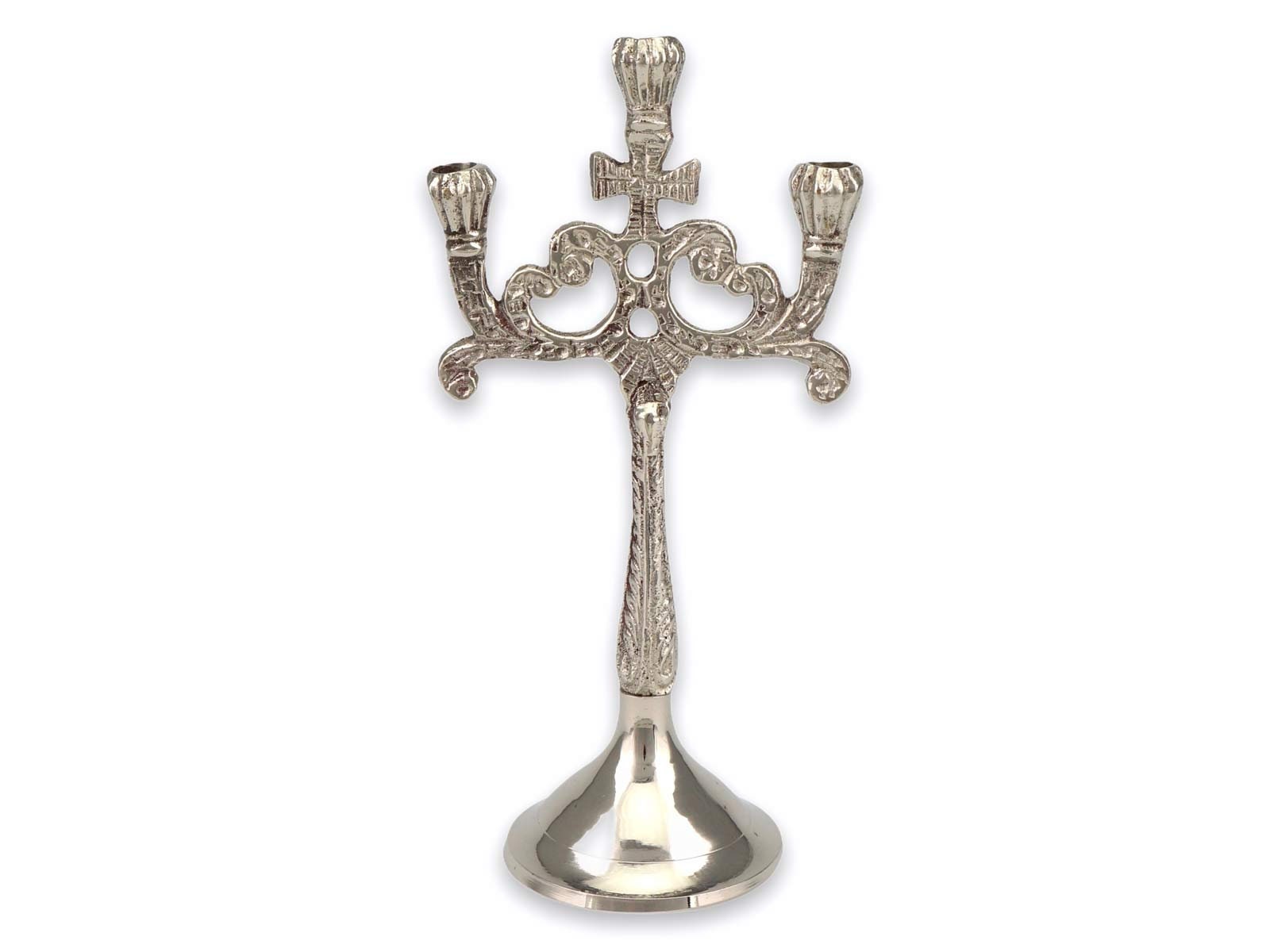 3 Candle Brass Candle Holder Cross Design Silver Metal - Etsy