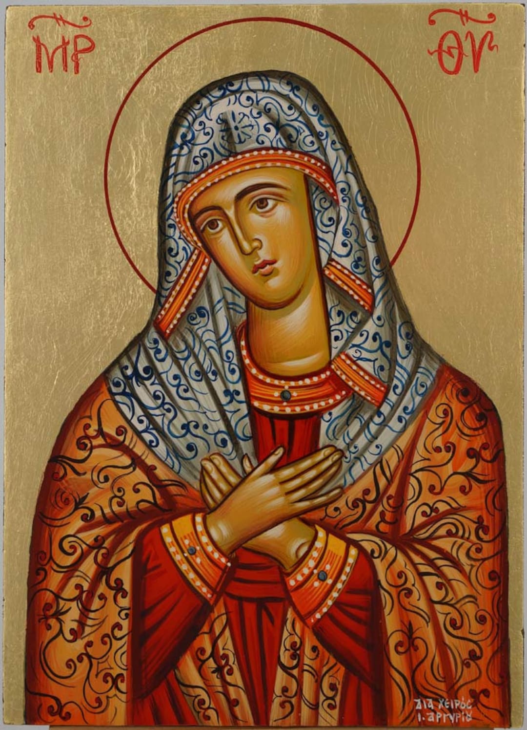 Virgin Mary Extreme Humility Icon Hand-painted Greek Orthodox Original ...