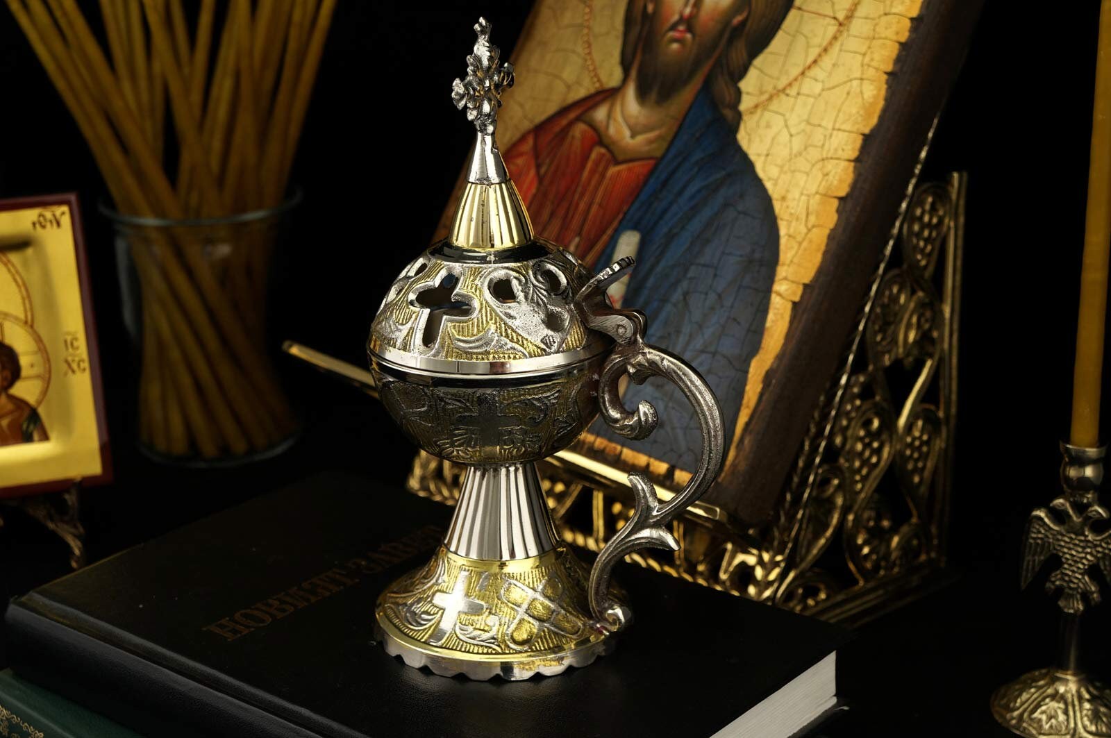 Gold Silver Brass Incense Burner Traditional Greek Orthodox - Etsy