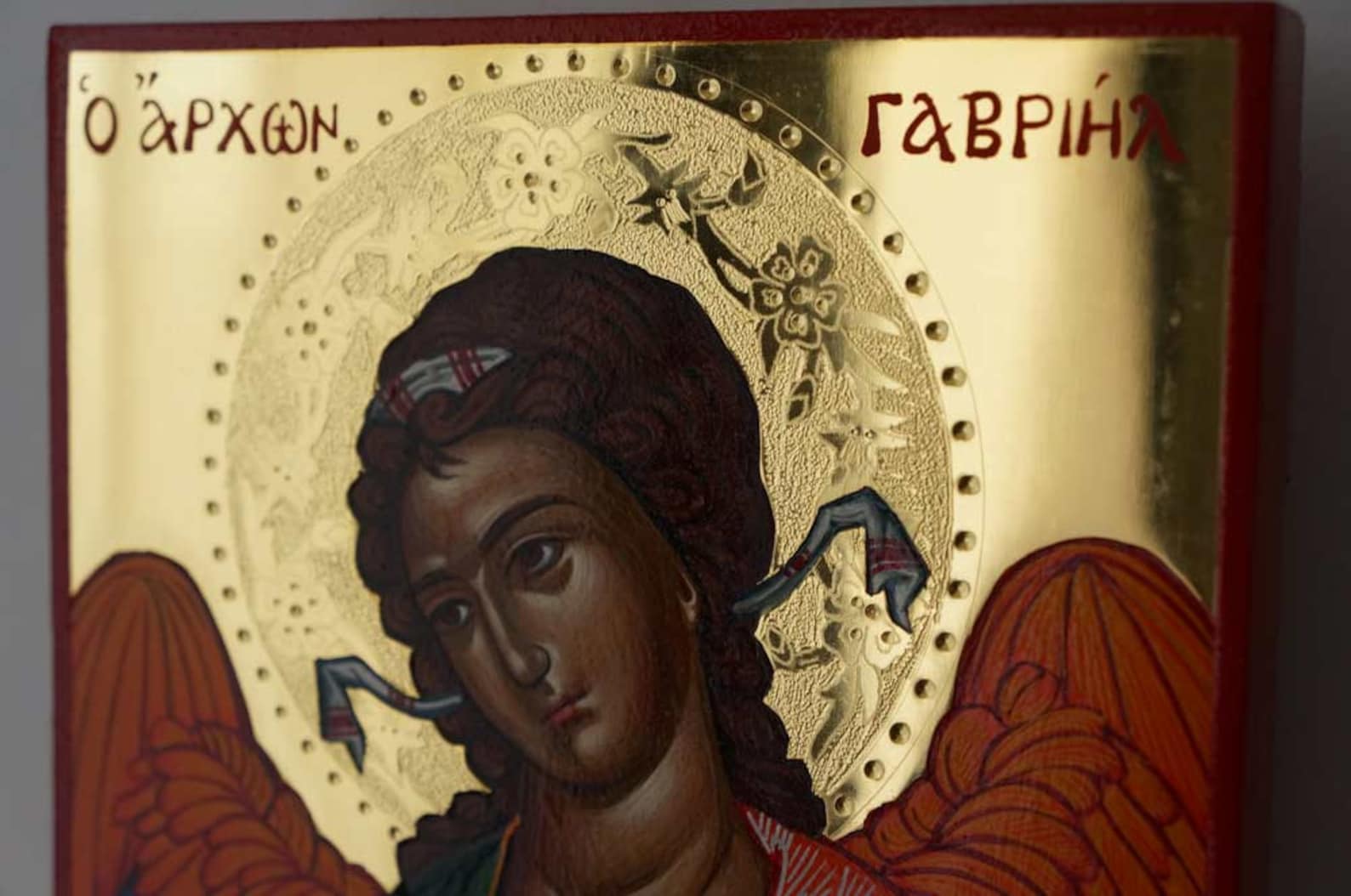St Archangel Gabriel Icon Hand-painted Byzantine Orthodox Icon 24kt ...