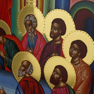 Hand-painted Last Supper Icon: Greek Orthodox Byzantine Art, 24K Gold ...