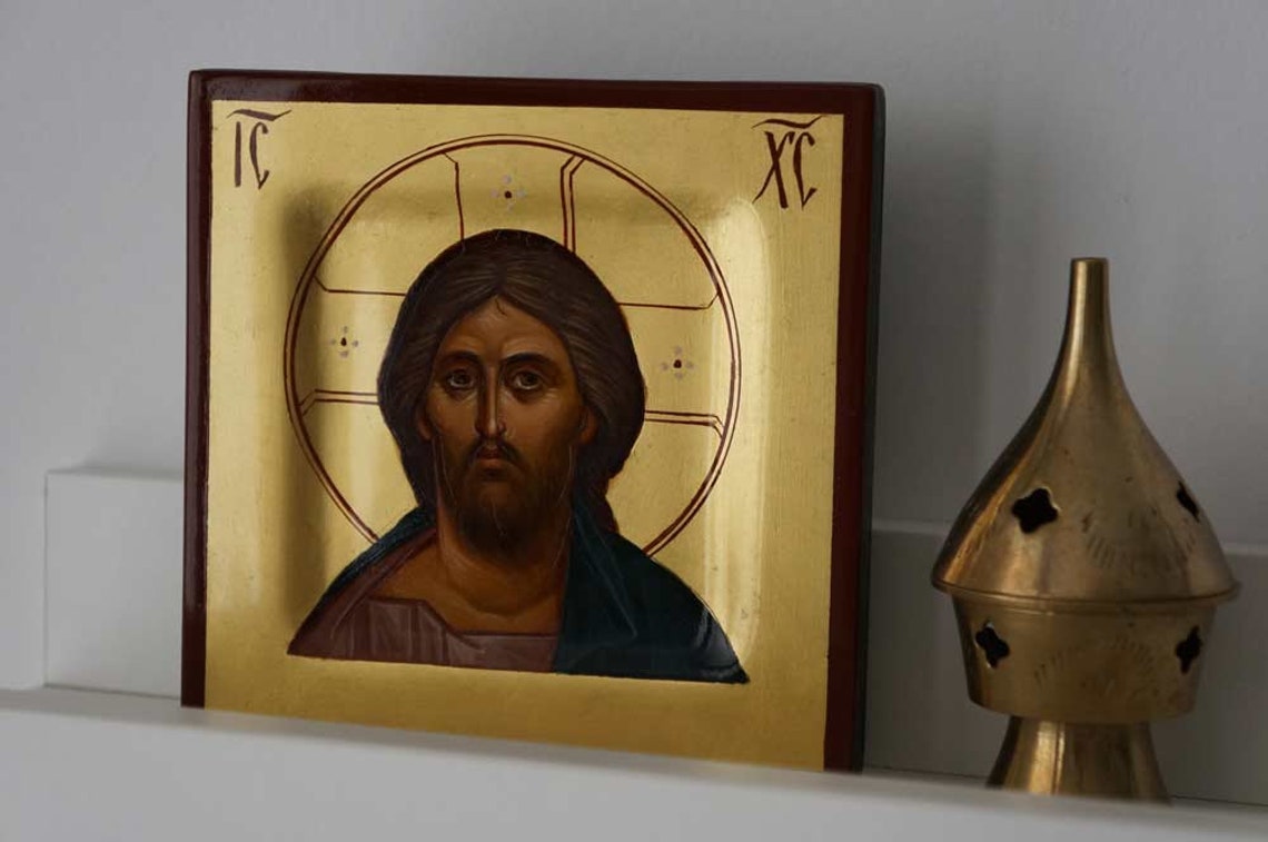 Jesus Christ Pantocrator Hand-painted Icon Byzantine Orthodox Icon ...