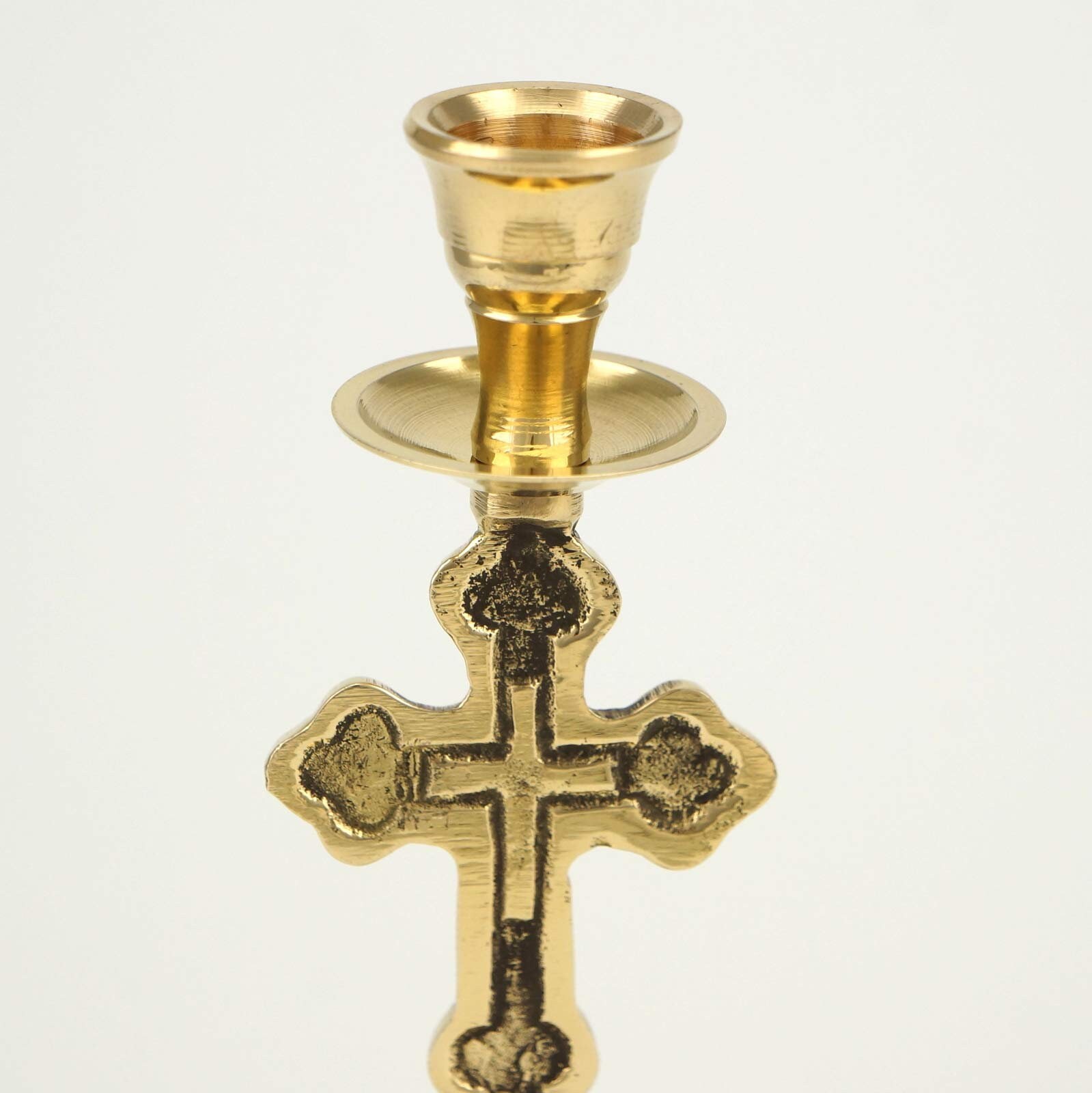 Cross Design Brass Candlestick Orthodox Candle Holder | Etsy