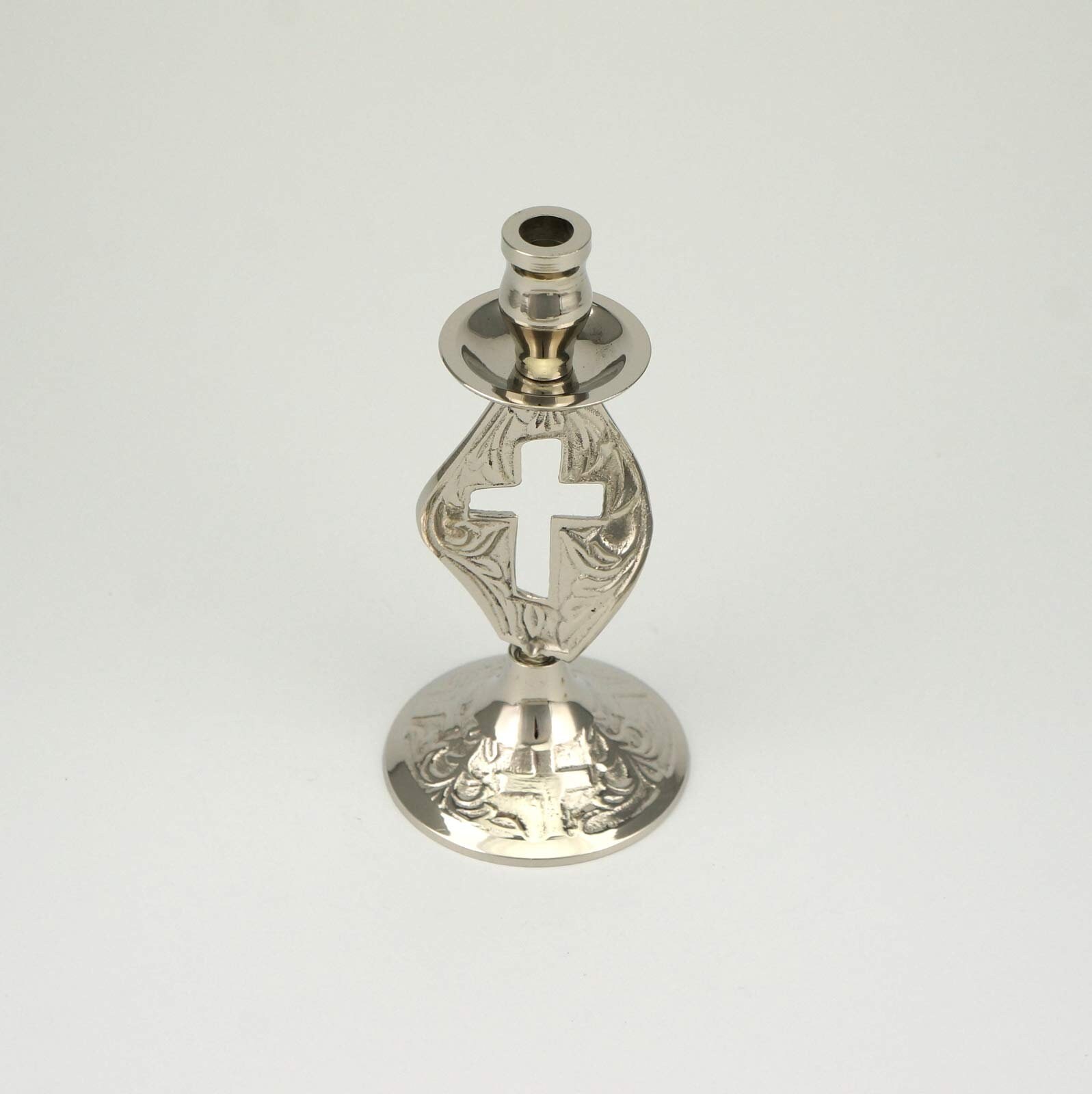 Cross Design Brass Candle Holder Silver Christian - Etsy