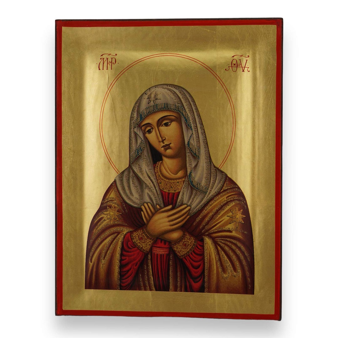 Virgin of Extreme Humility Icon - Raised Border Christian Byzantine Art ...