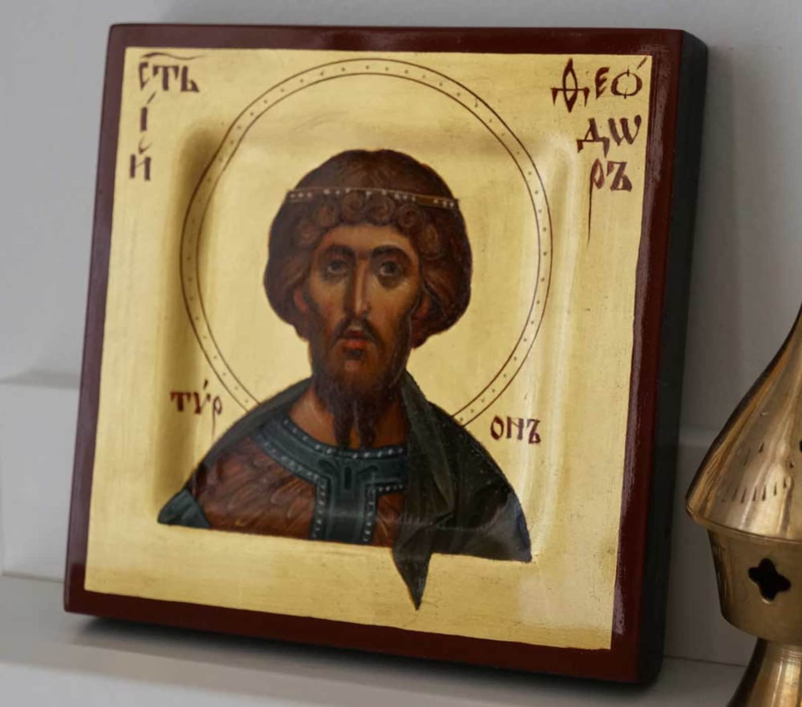 Saint Theodore Tiron tyron Hand-painted Icon Byzantine | Etsy